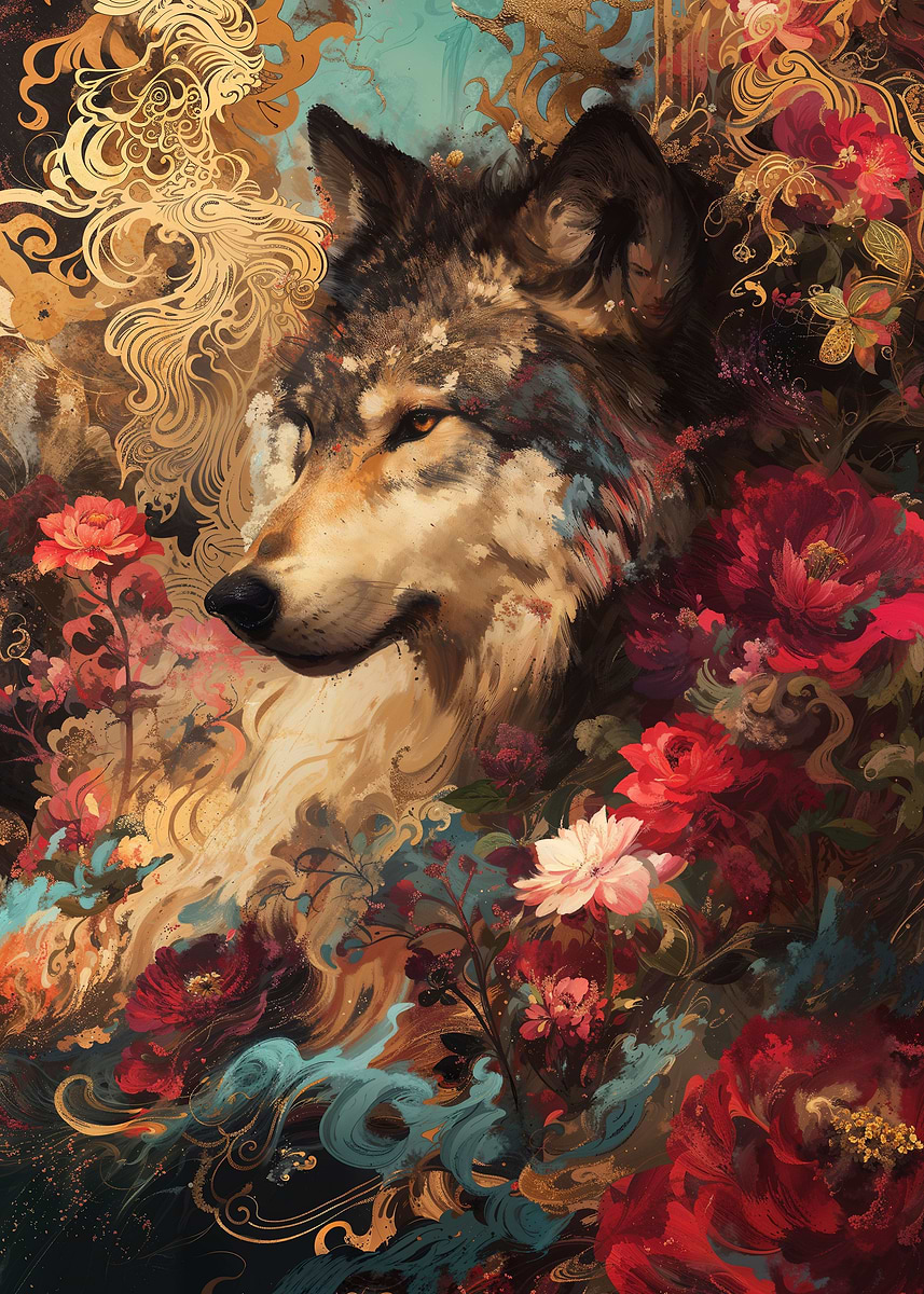 'Wolf Blossom' Poster, picture, metal print, paint by Mr Relative ...