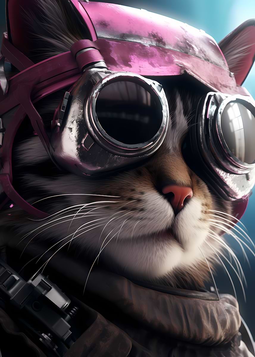 'Cyberpunk Cute Cat' Poster, picture, metal print, paint by Autophil ...