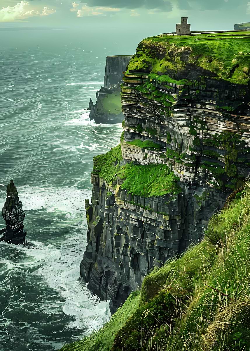 'Ireland Dramatic Cliffs ' Poster, picture, metal print, paint by ...