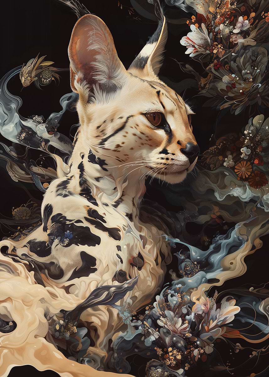 ' Serval Whimsy' Poster, picture, metal print, paint by Mr Relative ...