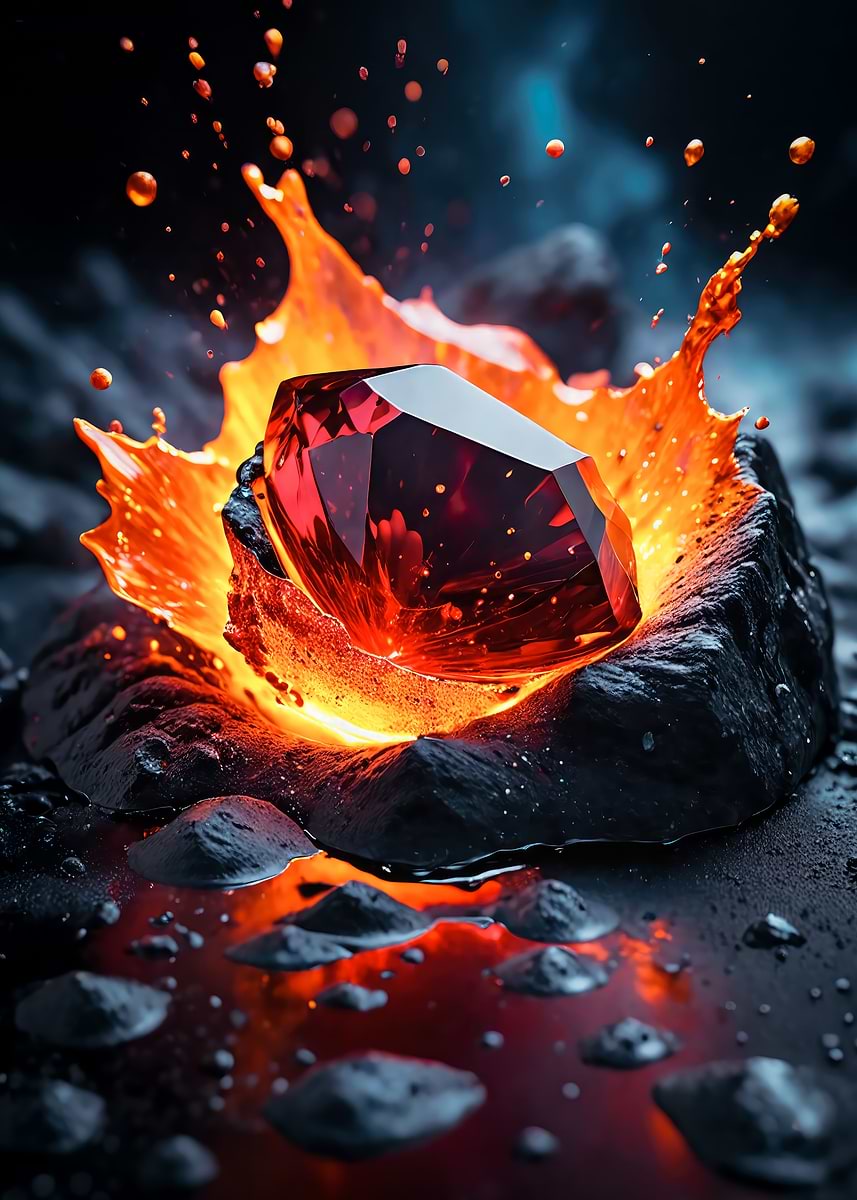'Ruby Inferno' Poster, picture, metal print, paint by Maxime Arbez ...