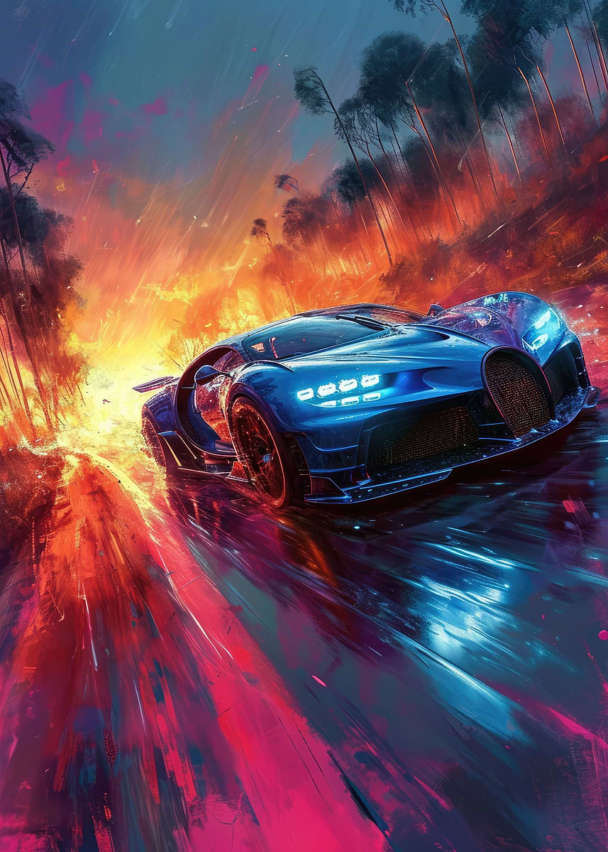 'Vibrant Car Concept Art' Poster, picture, metal print, paint by Sakumi ...