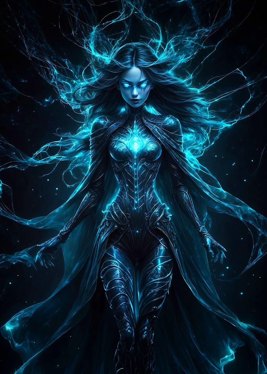 'Blue Glowing Girl' Poster, picture, metal print, paint by ...