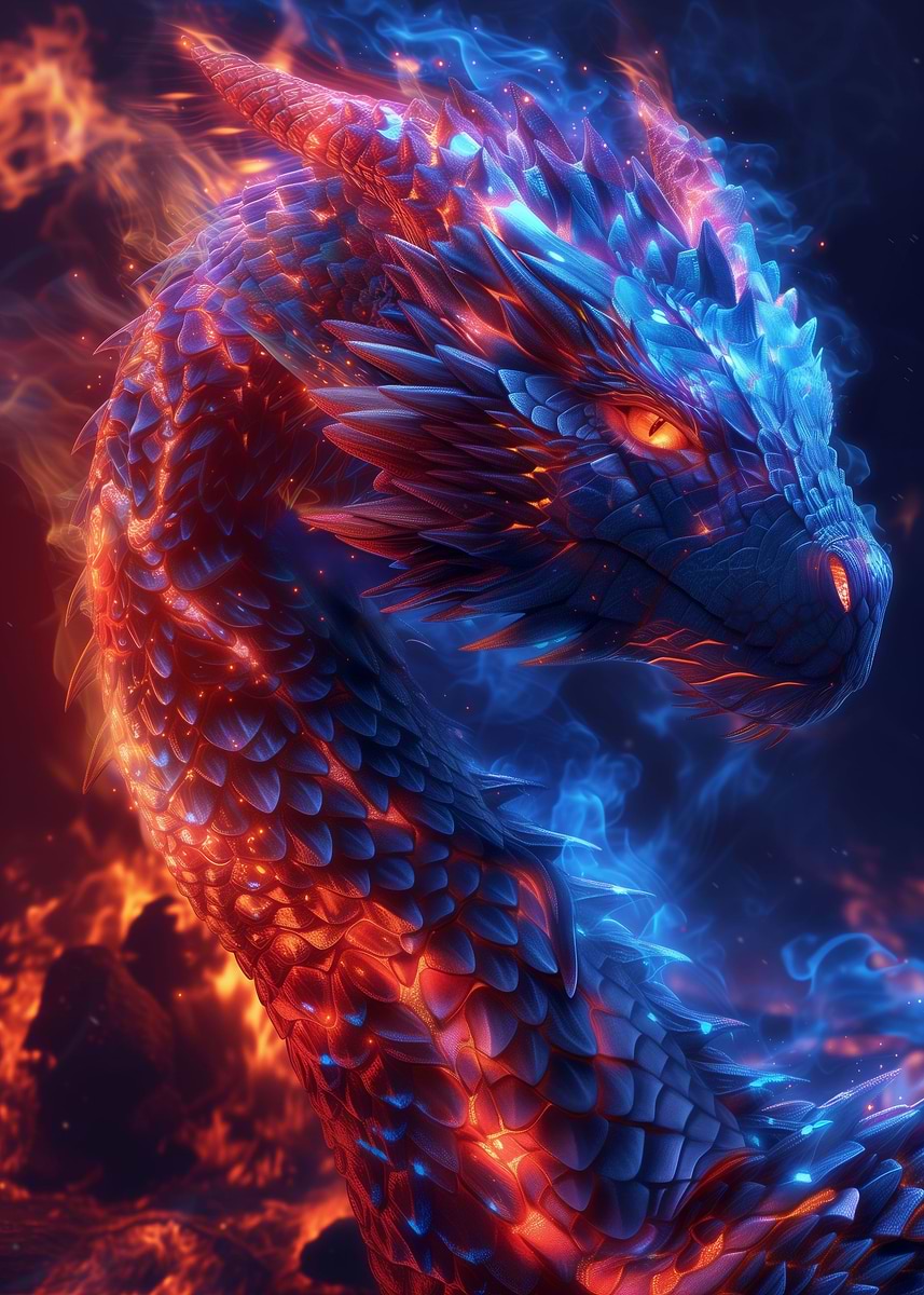'Fiery Blue Dragon' Poster, picture, metal print, paint by Frank ...