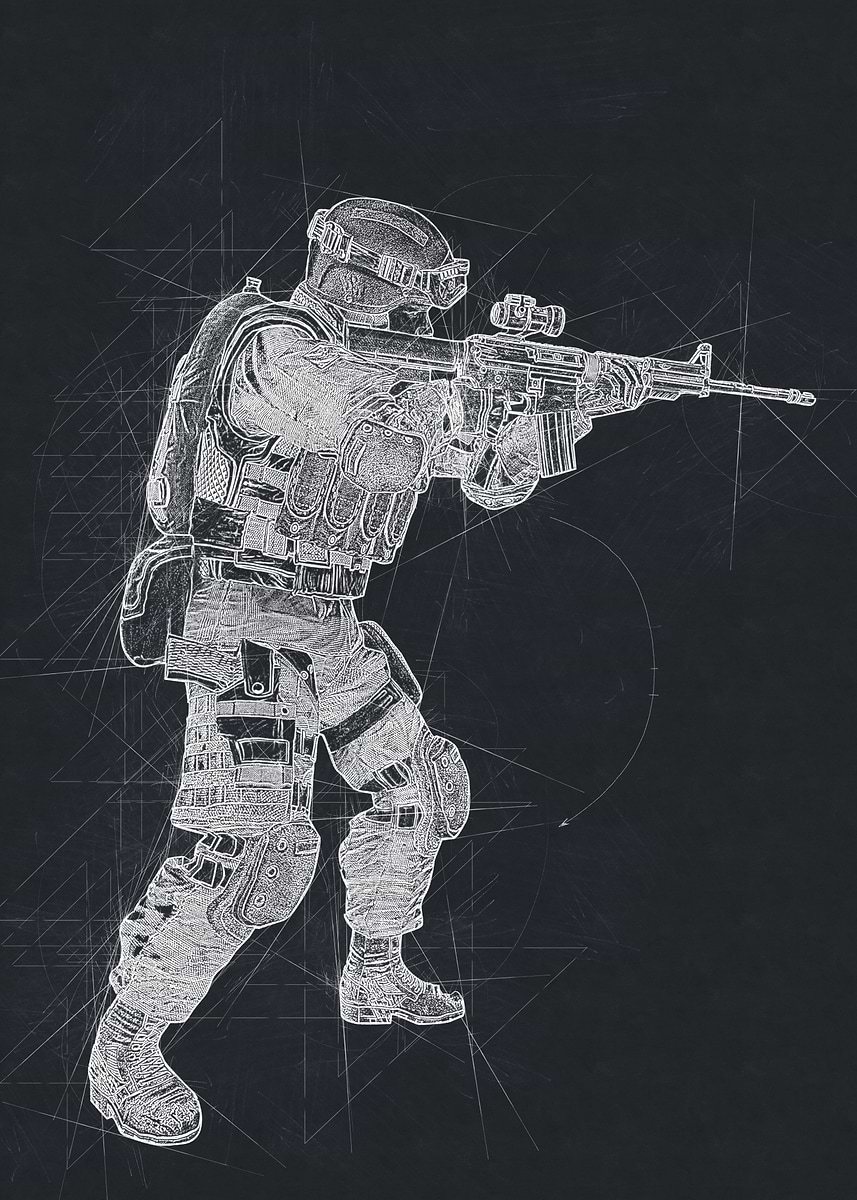 'Military Drawing' Poster, picture, metal print, paint by Ammar Zain ...