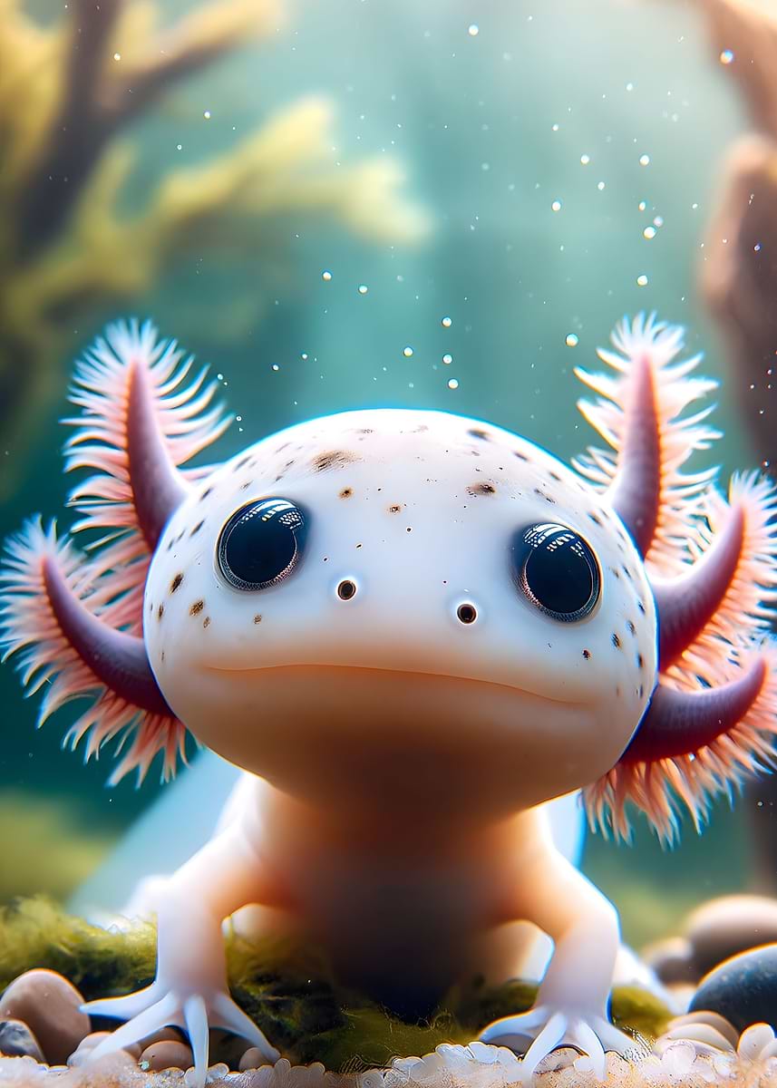 'Cute Axolotl Salamander' Poster, picture, metal print, paint by ...