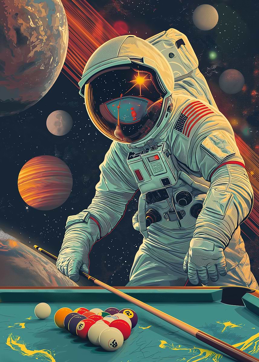 'Astronaut Pool' Poster, picture, metal print, paint by Space Art ...