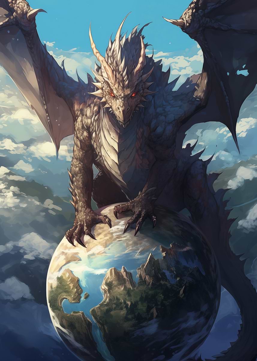 'Anime Dragon of the World' Poster, picture, metal print, paint by ...