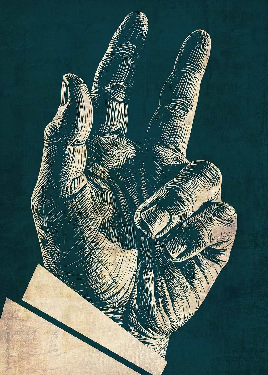 'Hand Gesture' Poster, picture, metal print, paint by Cat Coconut ...