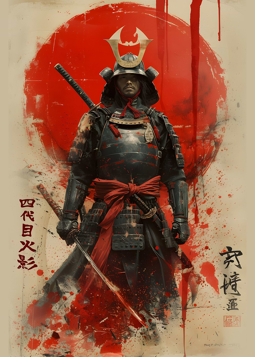 'Vintage Japanese Samurai' Poster, picture, metal print, paint by ...