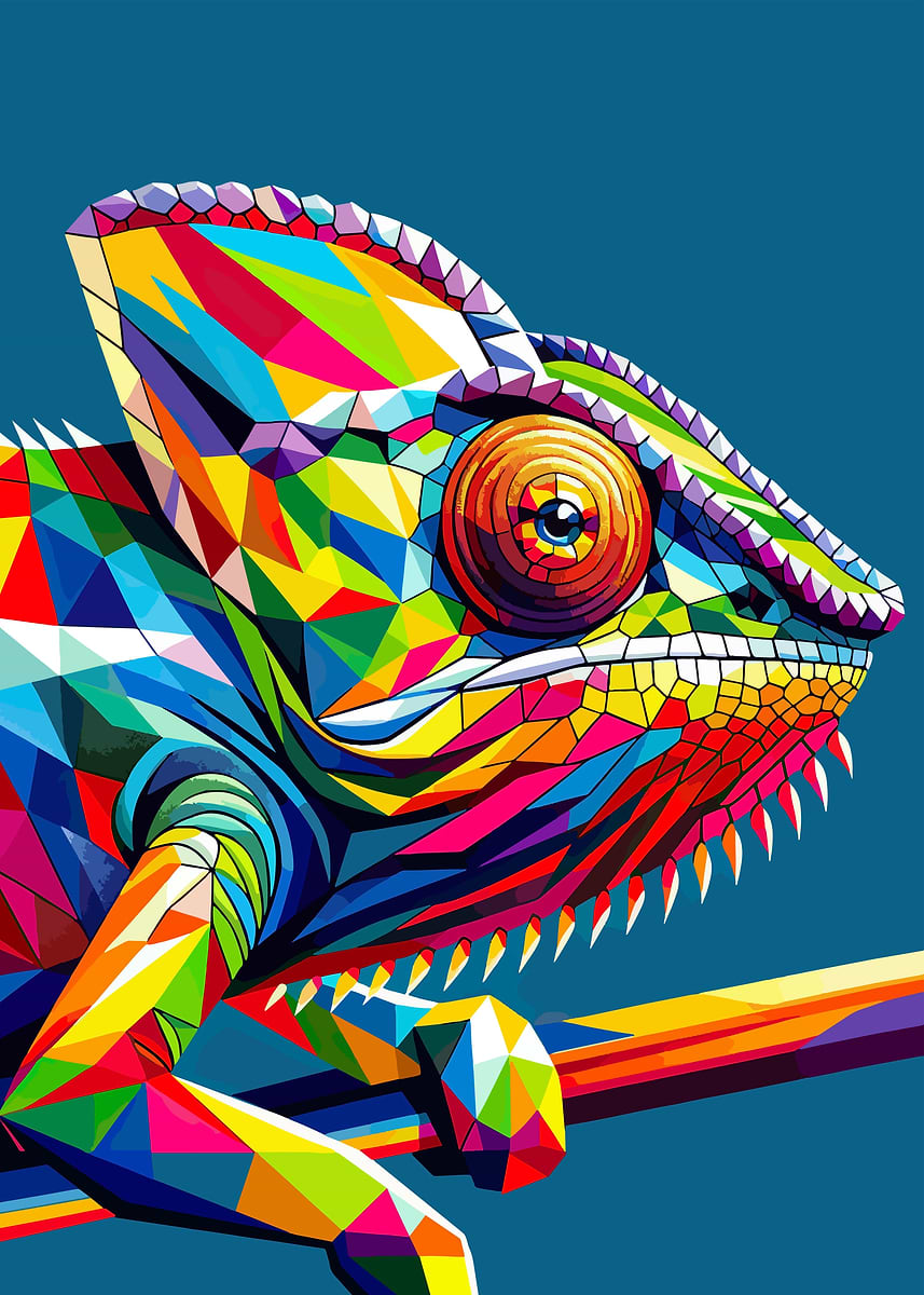 'chameleon wpap pop art' Poster, picture, metal print, paint by du giang | Displate