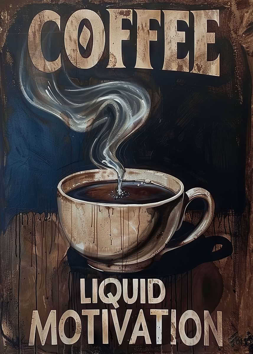 'Coffee Liquid Motivation' Poster, picture, metal print, paint by ...