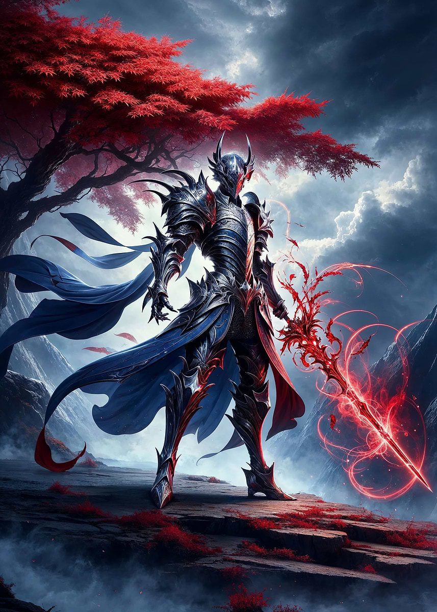 'Crimson Knight' Poster, picture, metal print, paint by Michael | Displate