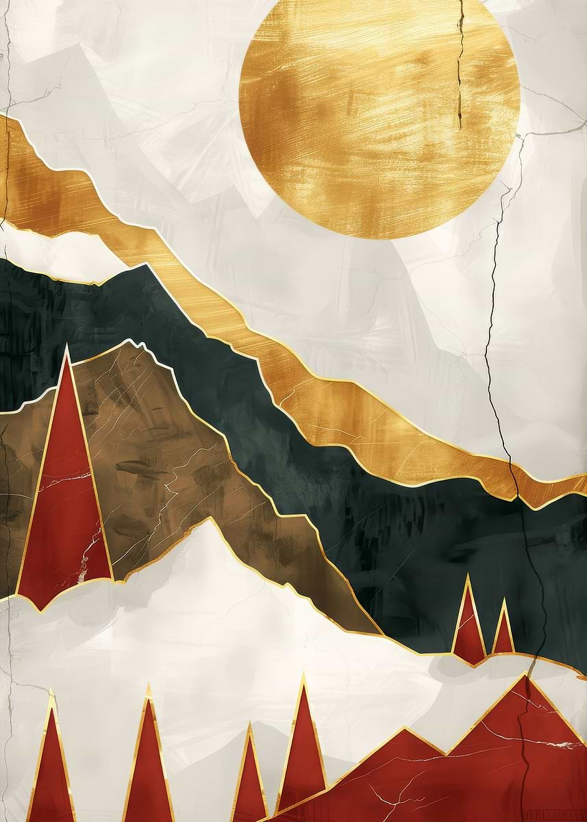 'Red Gold Landscape' Poster, picture, metal print, paint by Morgan Yon ...