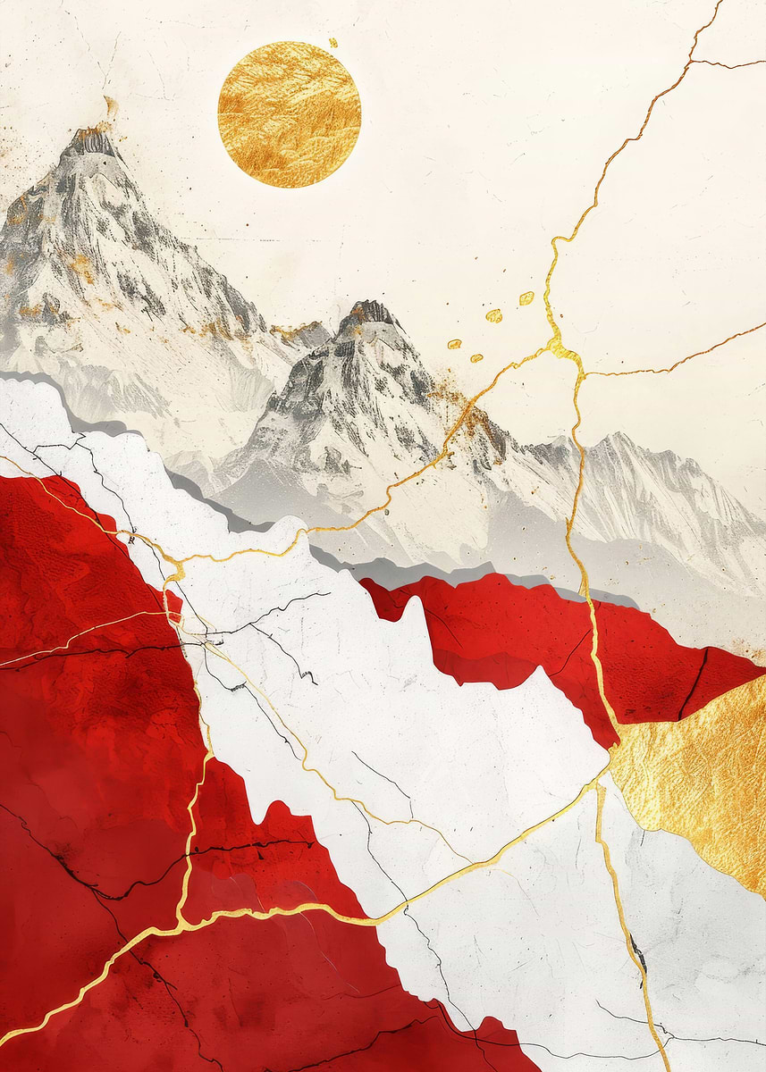'Red Gold Landscape' Poster, picture, metal print, paint by Morgan Yon ...