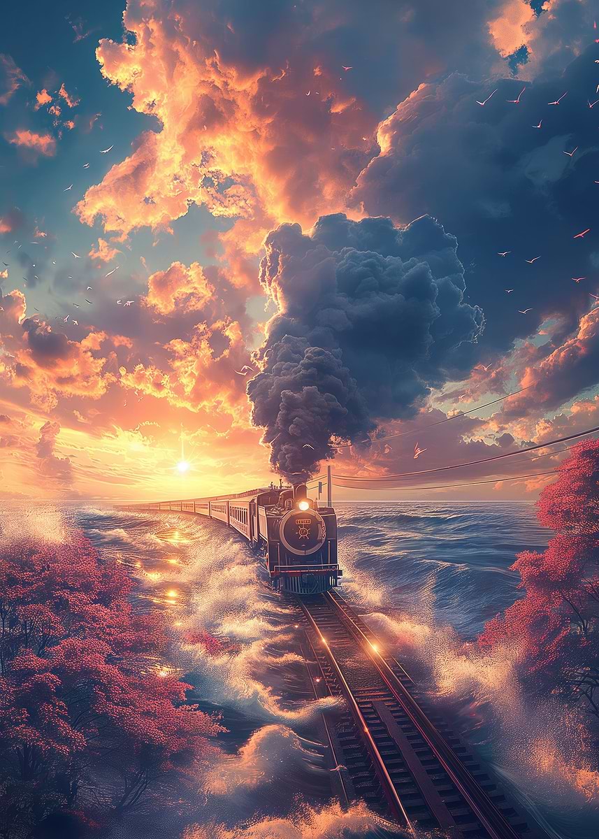 'Dreamscape Train' Poster, picture, metal print, paint by GLITCHED ART ...