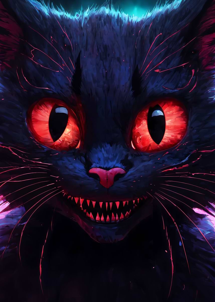 'Mad cat' Poster, picture, metal print, paint by Lukasz Kobylka | Displate