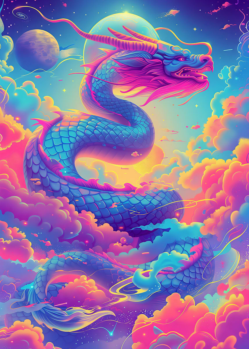 'Psychedelic Dragon' Poster, picture, metal print, paint by Vizio ...