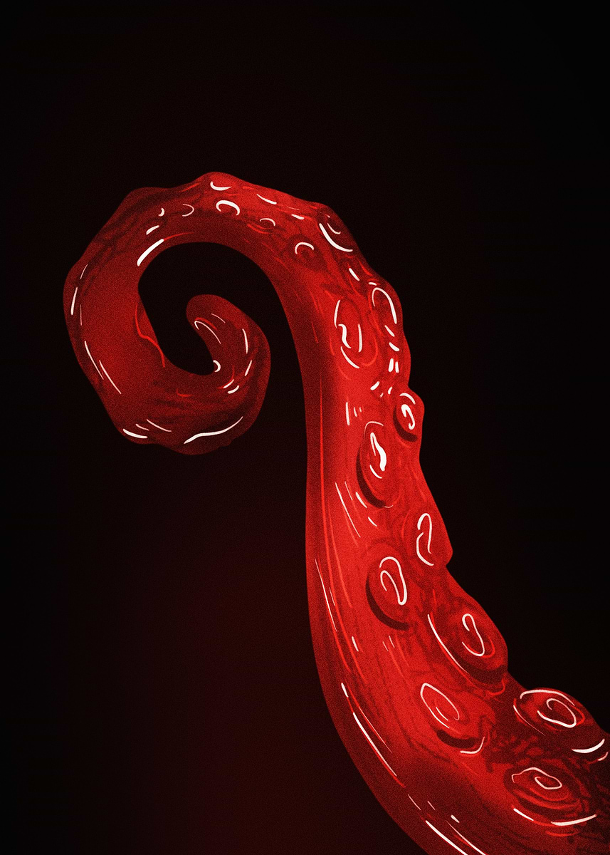 'Red Octopus Tentacle' Poster, picture, metal print, paint by ...