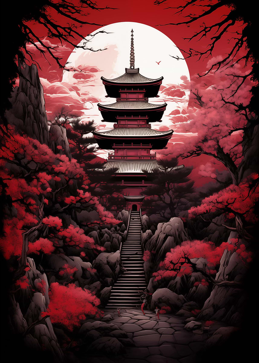 'Asian Landscape' Poster, picture, metal print, paint by indra shakya ...