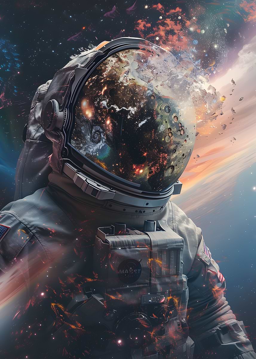 'Astronaut Cosmic Reflect' Poster, picture, metal print, paint by ...