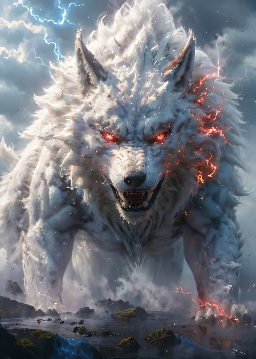 'Mythical Storm Wolf' Poster, picture, metal print, paint by Luxury ...