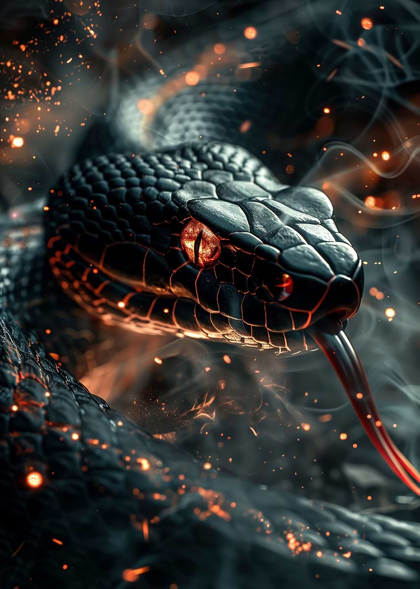 'black snake of flames' Poster, picture, metal print, paint by Adel S ...