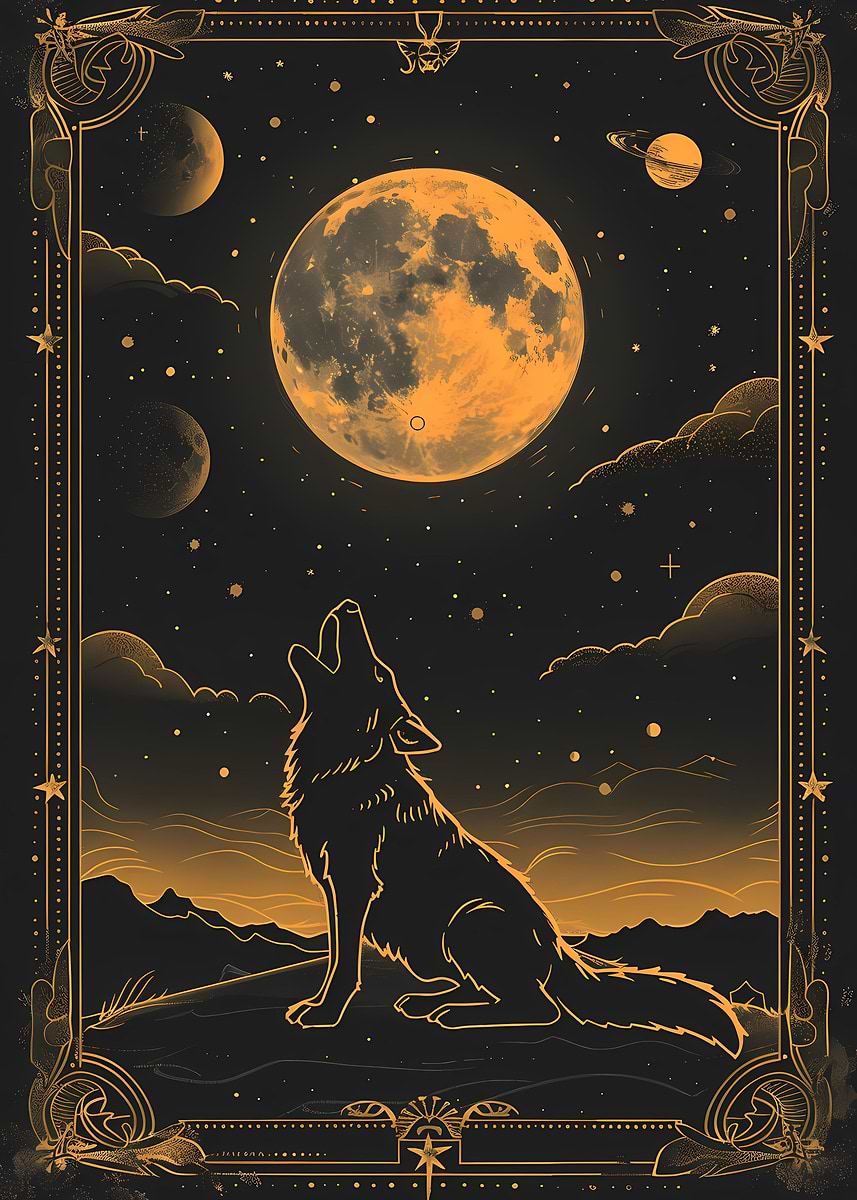 'Howling Wolf Tarot Card' Poster, picture, metal print, paint by Aurora ...