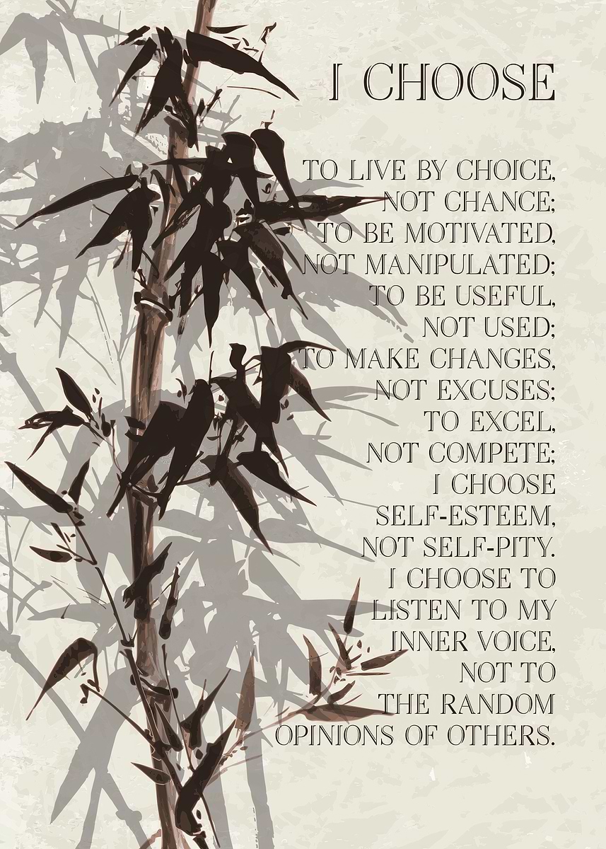 'I choose motivation quote' Poster, picture, metal print, paint by ...