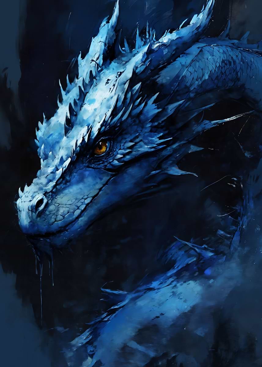 'Blue Dragon' Poster, picture, metal print, paint by Lukasz Kobylka ...