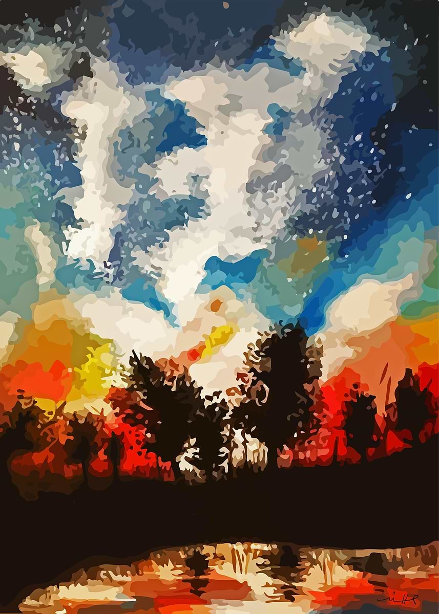 'Stars and Colors' Poster, picture, metal print, paint by Hind Boucherit | Displate