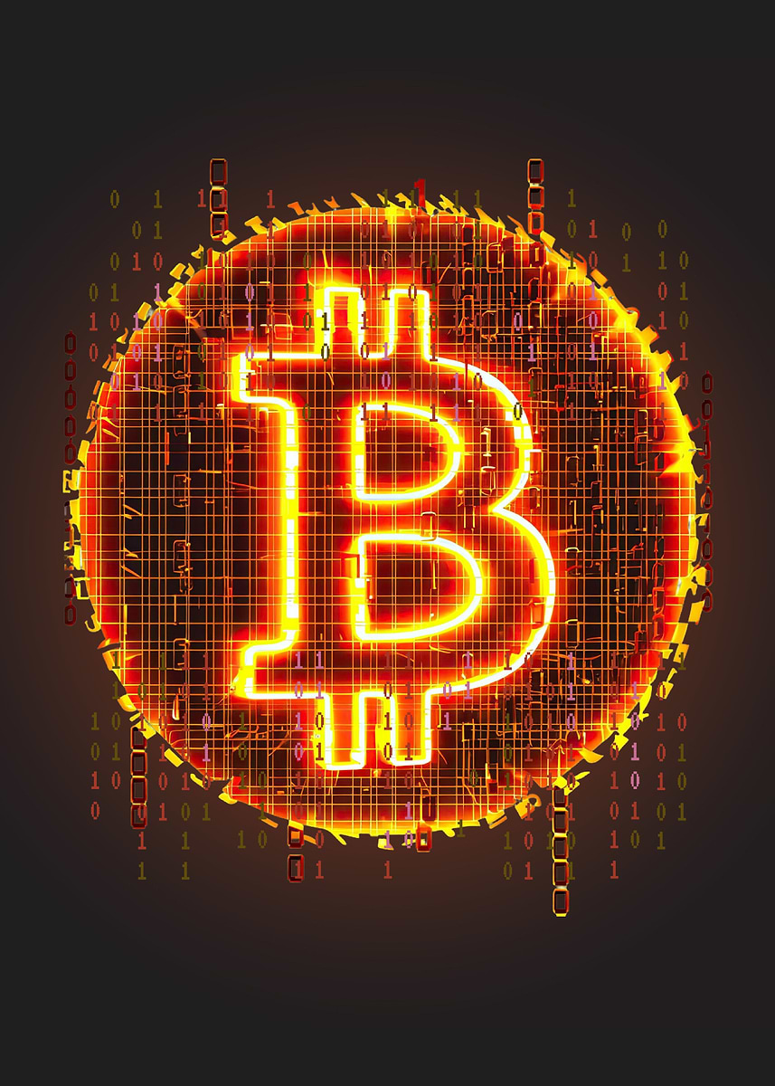 'Bitcoin Crypto Binary Art' Poster, picture, metal print, paint by ...
