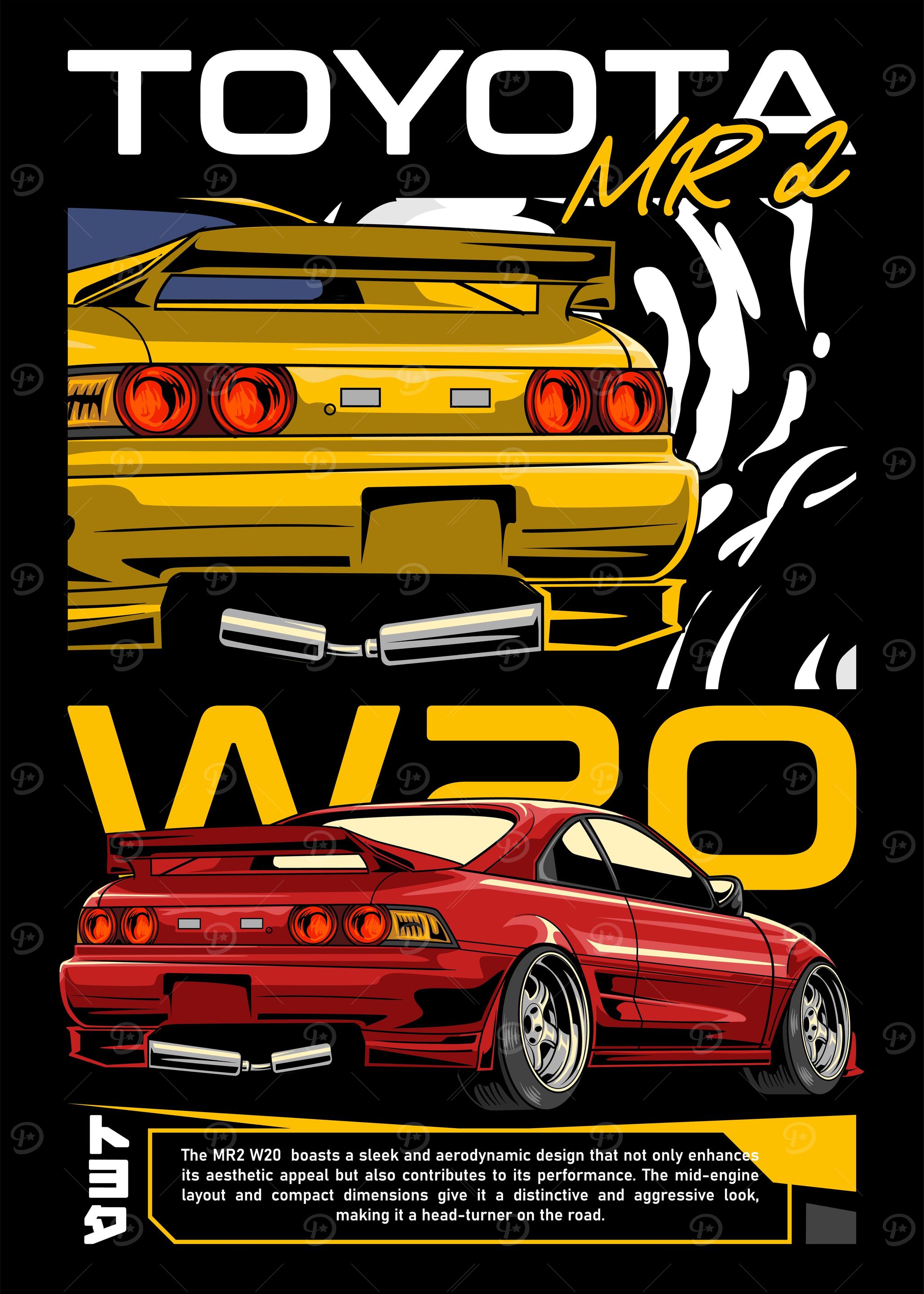 'MR2 W20 Coupe JDM Car' Poster, picture, metal print, paint by Mikhaila ...