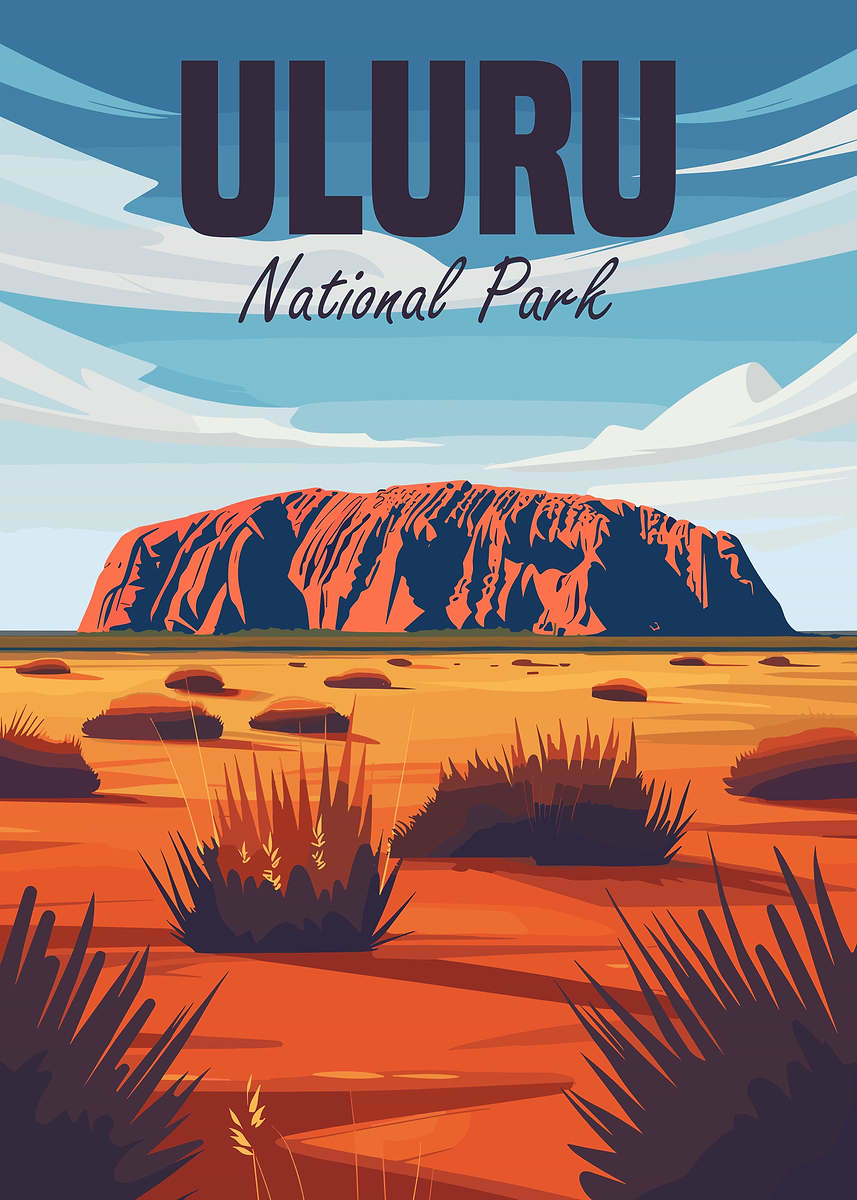 'Uluru National Park' Poster, picture, metal print, paint by Mesh ...