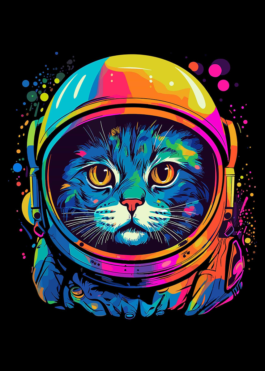 'Space Gifts Cat Astronaut' Poster, picture, metal print, paint by ...
