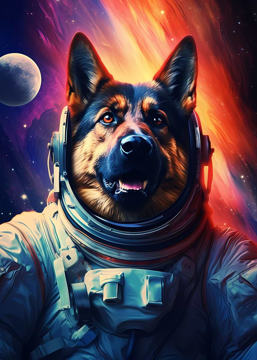 'Cute Space Astronaut Dog' Poster, picture, metal print, paint by ...