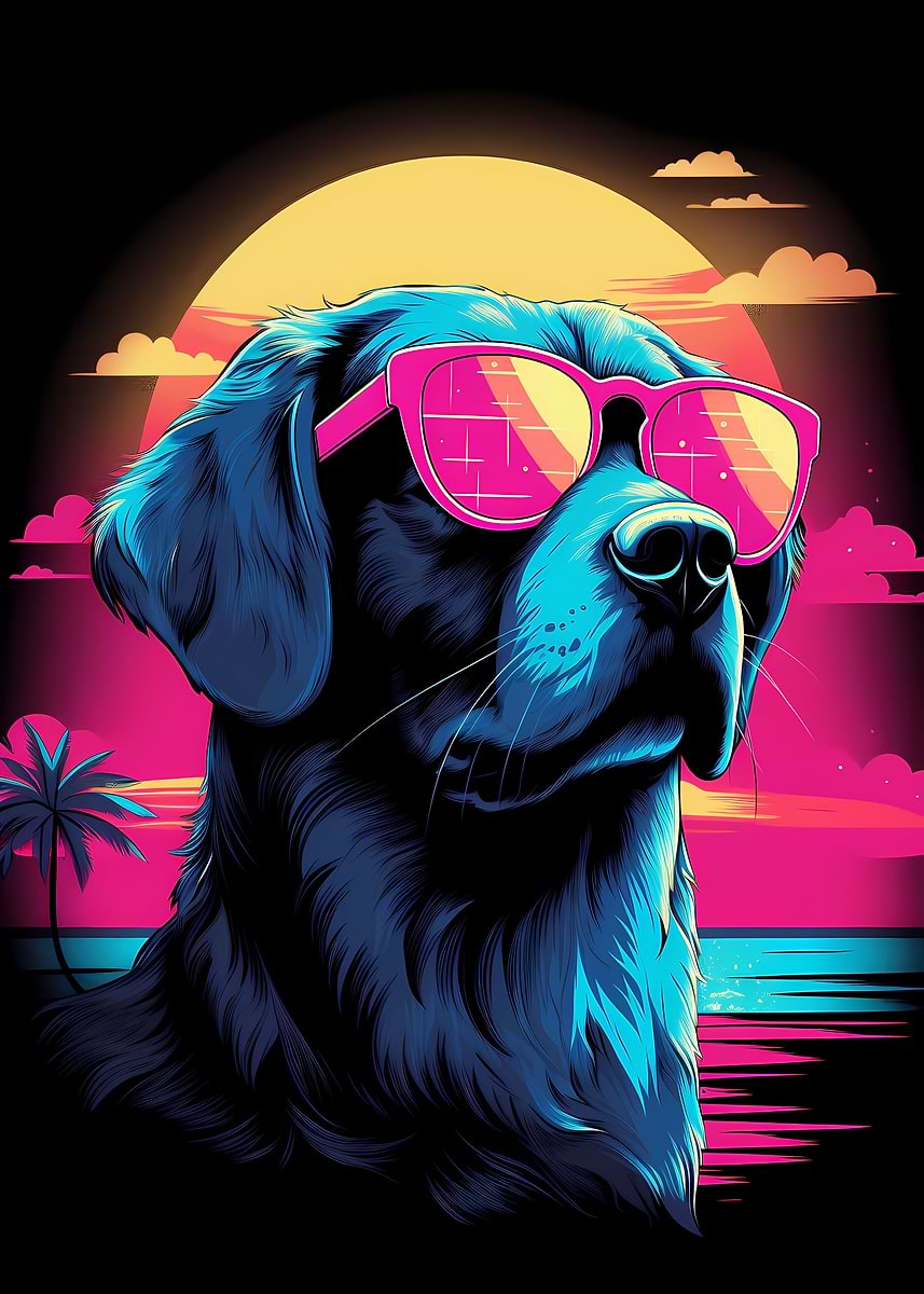 'Dog in Miami Vice Style' Poster, picture, metal print, paint by ...