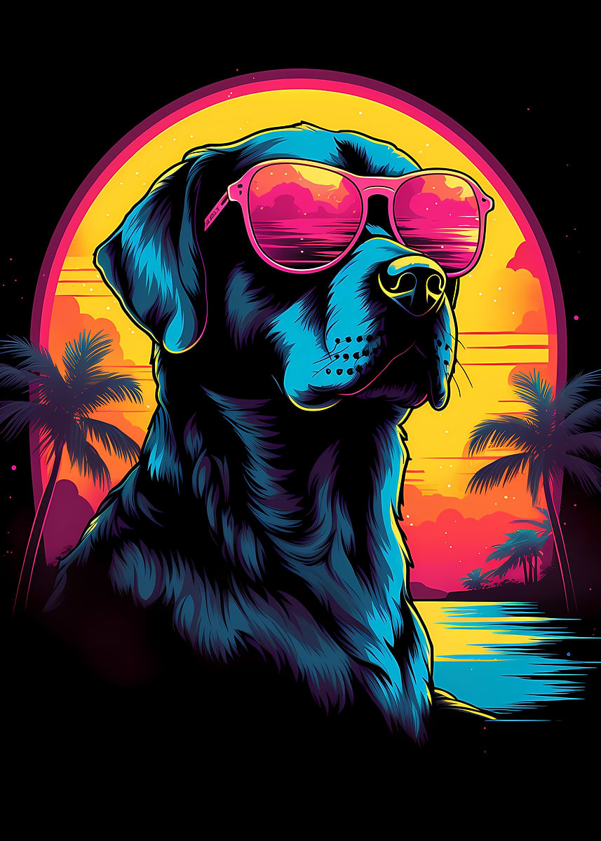 'Rottweiler in Retro Style' Poster, picture, metal print, paint by ...