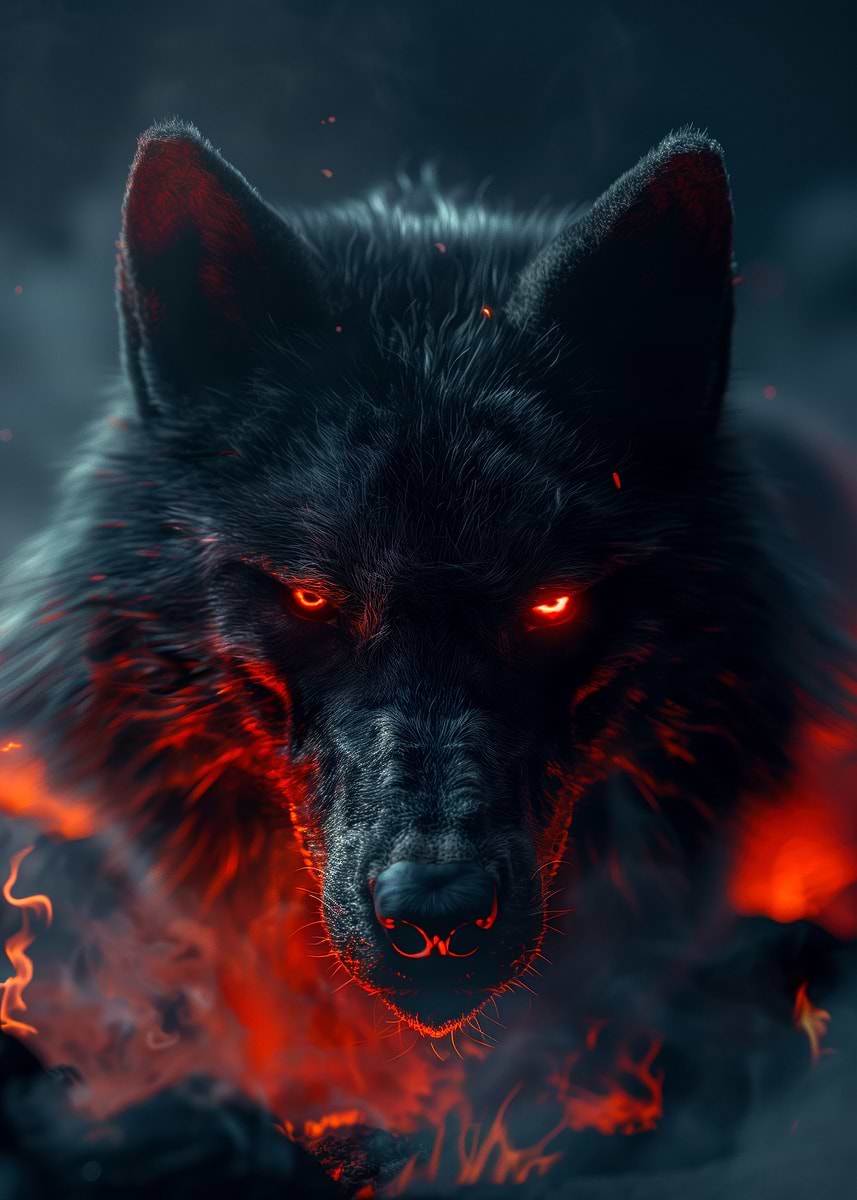'black wolf red eyes' Poster, picture, metal print, paint by Adel S ...