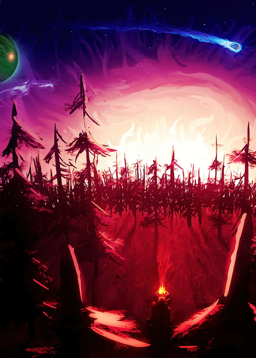 'forest in outer wilds' Poster, picture, metal print, paint by Makmur ...