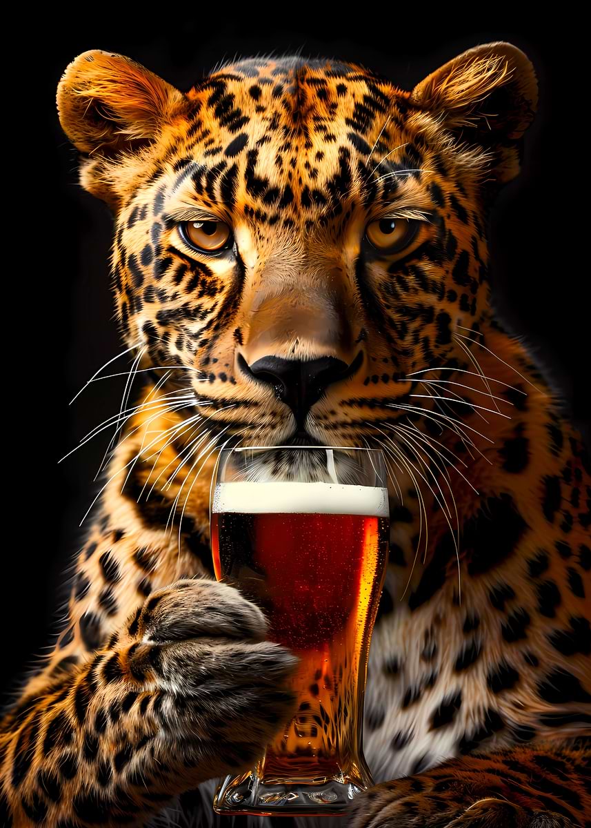 'Leopard Beer' Poster, picture, metal print, paint by Henning Seiffert ...