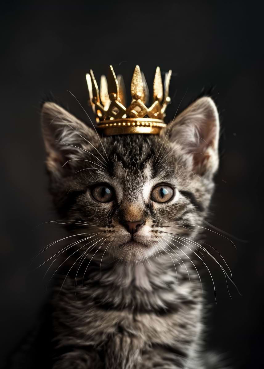 'Kitten Cat Cute King' Poster, picture, metal print, paint by Morgan ...