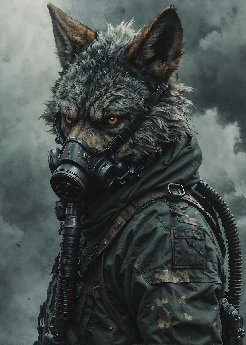 'Gas Mask Wolf' Poster, picture, metal print, paint by FlyingBlade ...