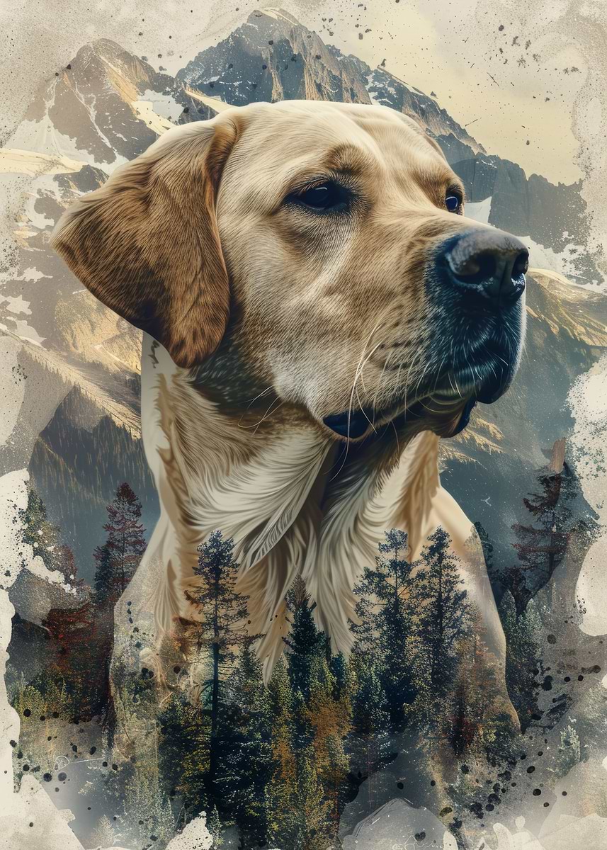'Stylish Labrador Mountain' Poster, picture, metal print, paint by ...