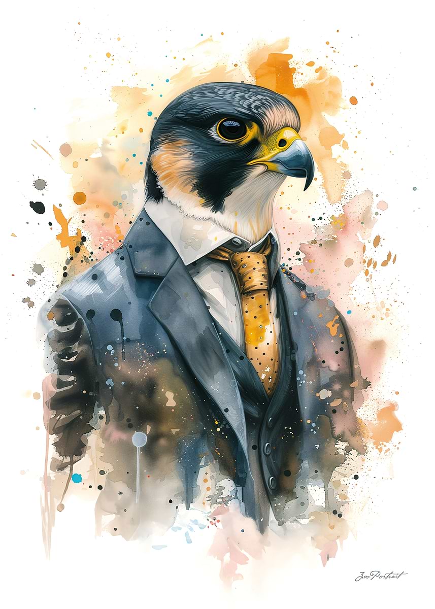 'Peregrine Falcon Portrait' Poster, picture, metal print, paint by ...