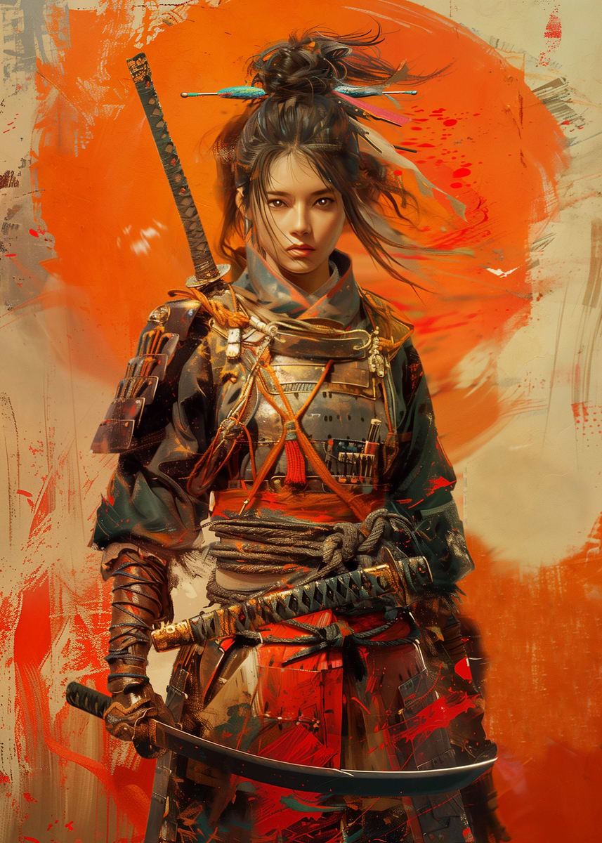 'Female samurai' Poster, picture, metal print, paint by David Griffiths ...