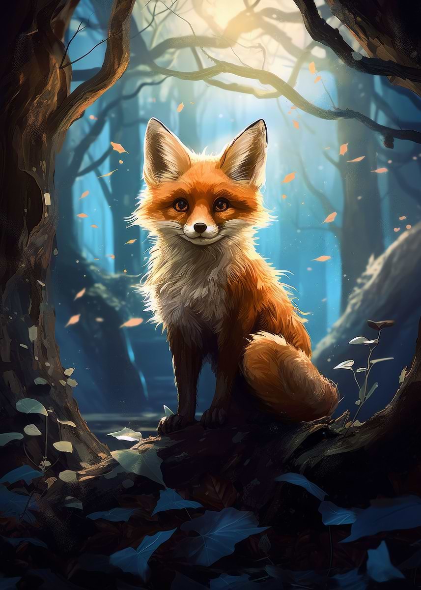 'Fox In Forest' Poster, picture, metal print, paint by FavoritePlates ...