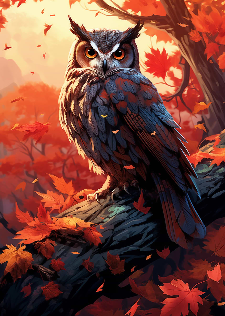 'Fantasy Owl' Poster, picture, metal print, paint by GojoArt | Displate