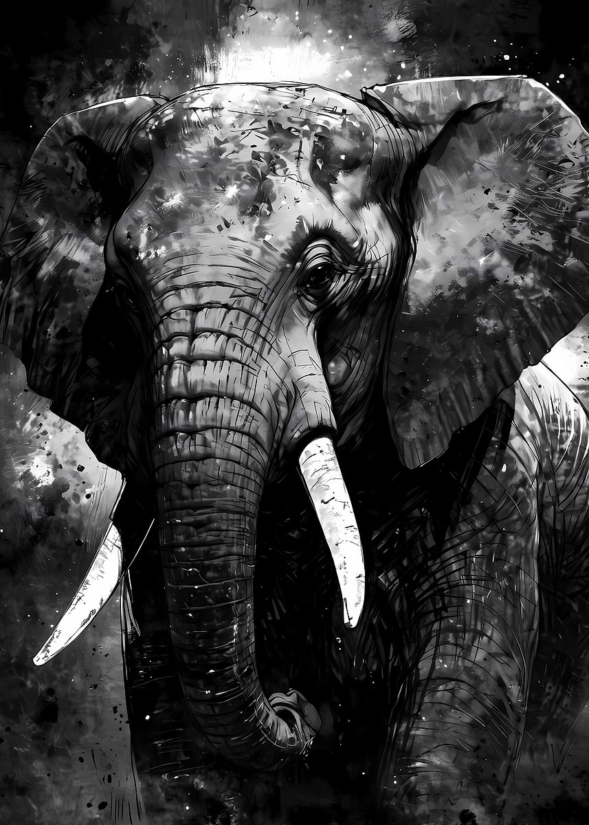 'Gentle Giant Elephant' Poster, picture, metal print, paint by Shamoon ...