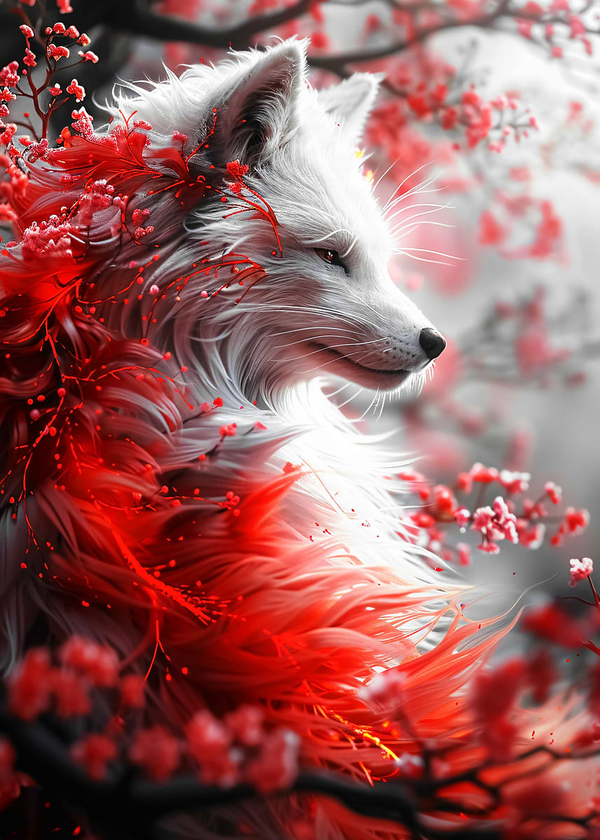 'Kitsune' Poster, picture, metal print, paint by Undermountain | Displate